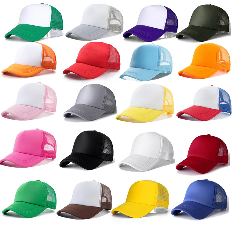 28-Solid-Color-Trucker-Cap-for-Men-and-Women-Casual-Plain-Mesh-Baseball ...
