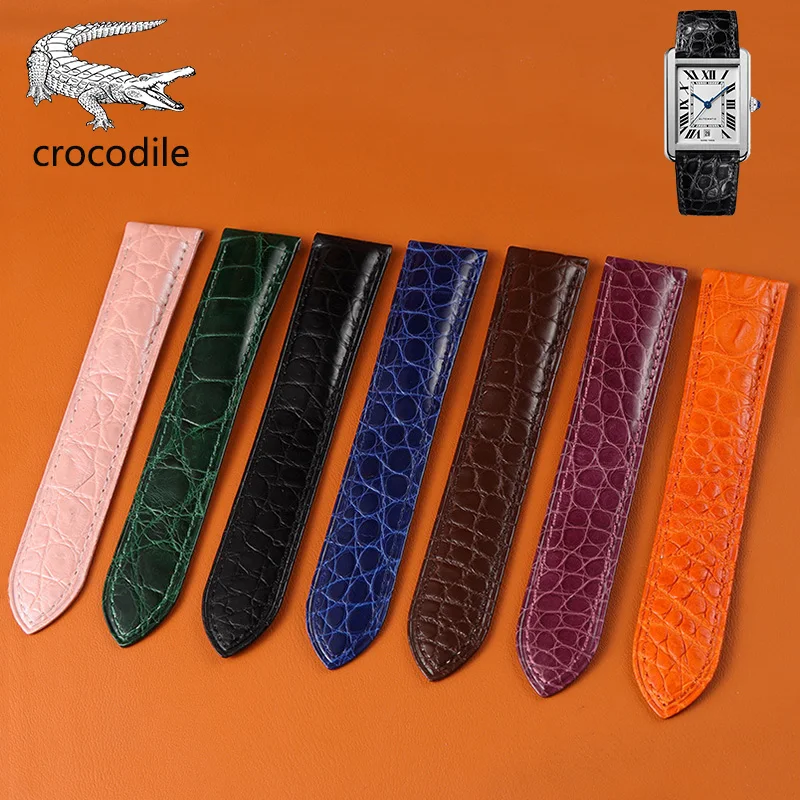 High Quality Crocodile Genuine Leather Watch Strap For Cartier Tank ...