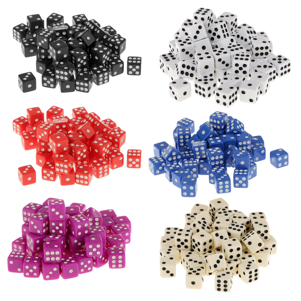 12mm-50Pcs-Opaque-Acrylic-Six-Sided-Spot-Dice-Games-Spot-Dice-for-Table ...