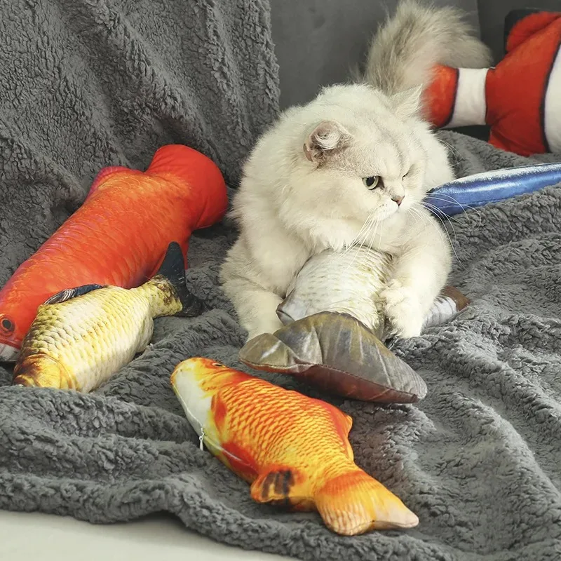 Interaction-Cat-Toy-Entertainment-Training-Fish-Plush-Stuffed-Catnip ...