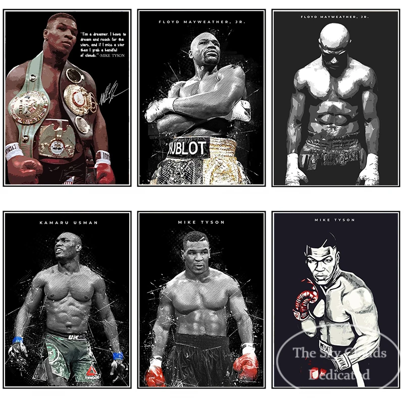 Mike Tyson Gold Belt Canvas Painting Poster HD Print Boxers Wall Art ...