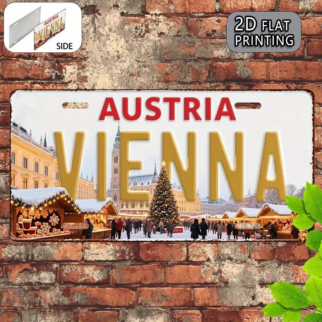 2D Flat, 1pc Austrian Vienna Retro Metal Sign - Heavy-Duty Aluminum ...
