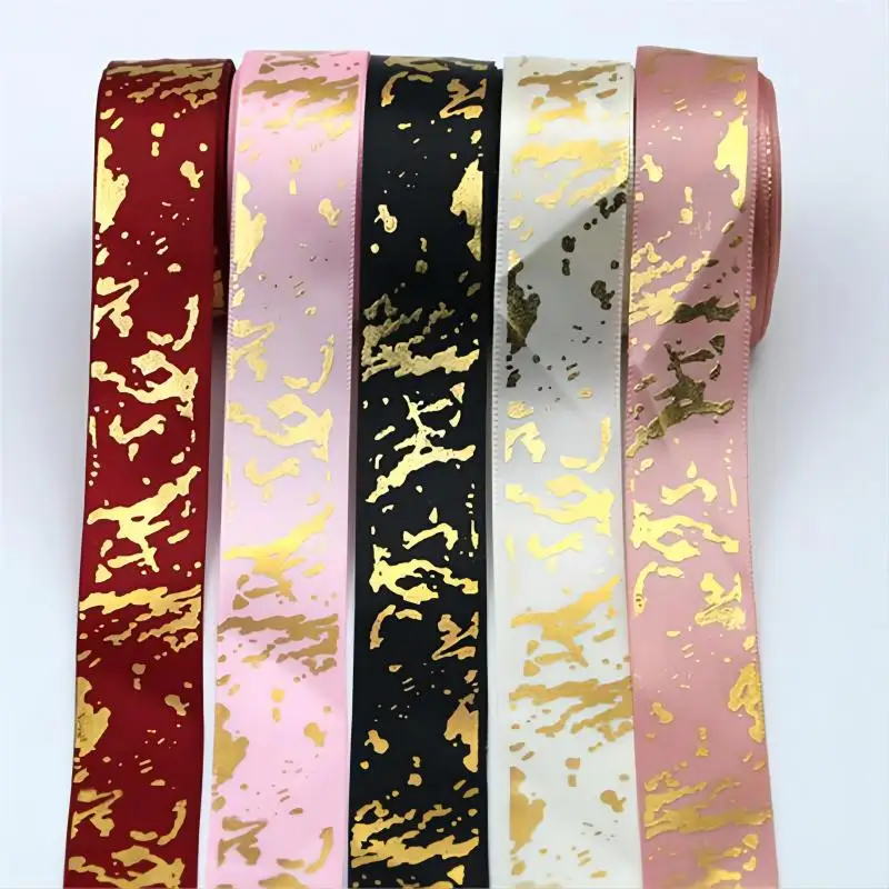10yards-1-Cracked-Marble-Gold-Foil-Printing-Satin-Ribbon-Hot-Stamping ...