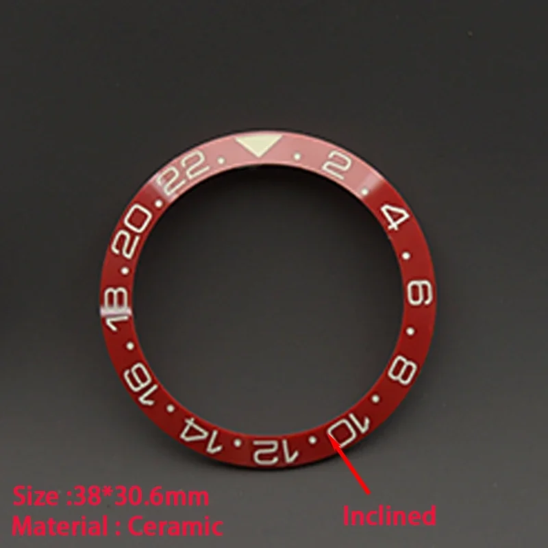 38mm*30.6mm Watch Red Ceramic Bezel Insert BGW9 Luminous Fit SKX007 ...