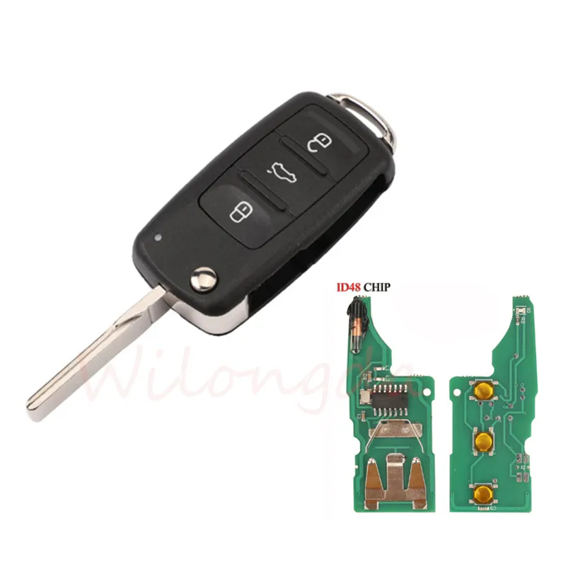 auto-key-5K0837202AD-3-BUTTON-Remote-Flip-key-434MHz-ID48-Chip-for-VW ...