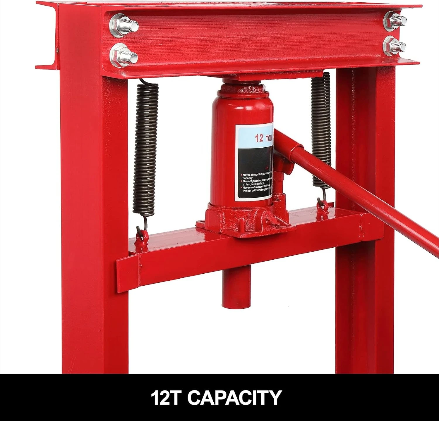 12-Ton Hydraulic Shop Press with Press Plates, H-Frame Adjustable ...
