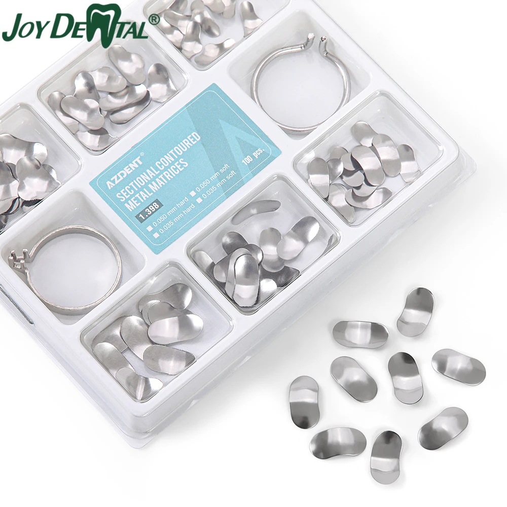 100Pcs/Box Dental Matrix Sectional Bands Rings Kit Metal Matrices ...