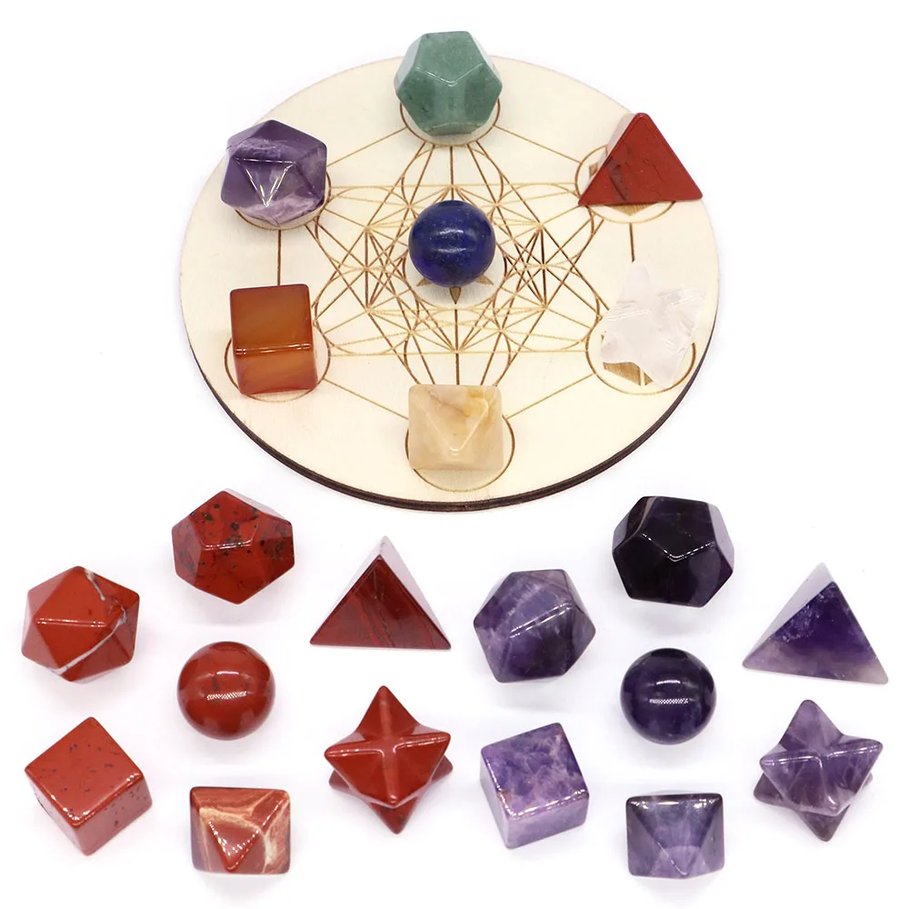 7Pcs Platonic Solid Crystals Sacred Stones Geometry Set for Reiki ...