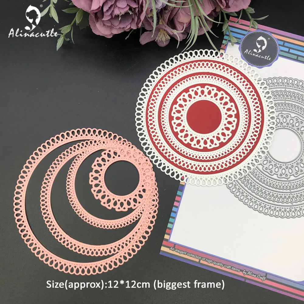 Alinacutle Metal Cutting Die Cut Tear Drop Border Nesting Circle Scrapbook Paper Craft Album ...