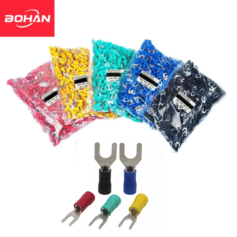 1000pcs SV2 3/4/5/6/8/10 Spade Terminal Fork SV Block Plastic Solder ...