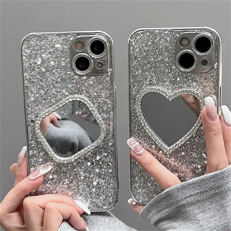 Luxury-Glitter-3D-Love-Heart-Mirror-Blingbling-Phone-Case-For-iPhone-15 ...