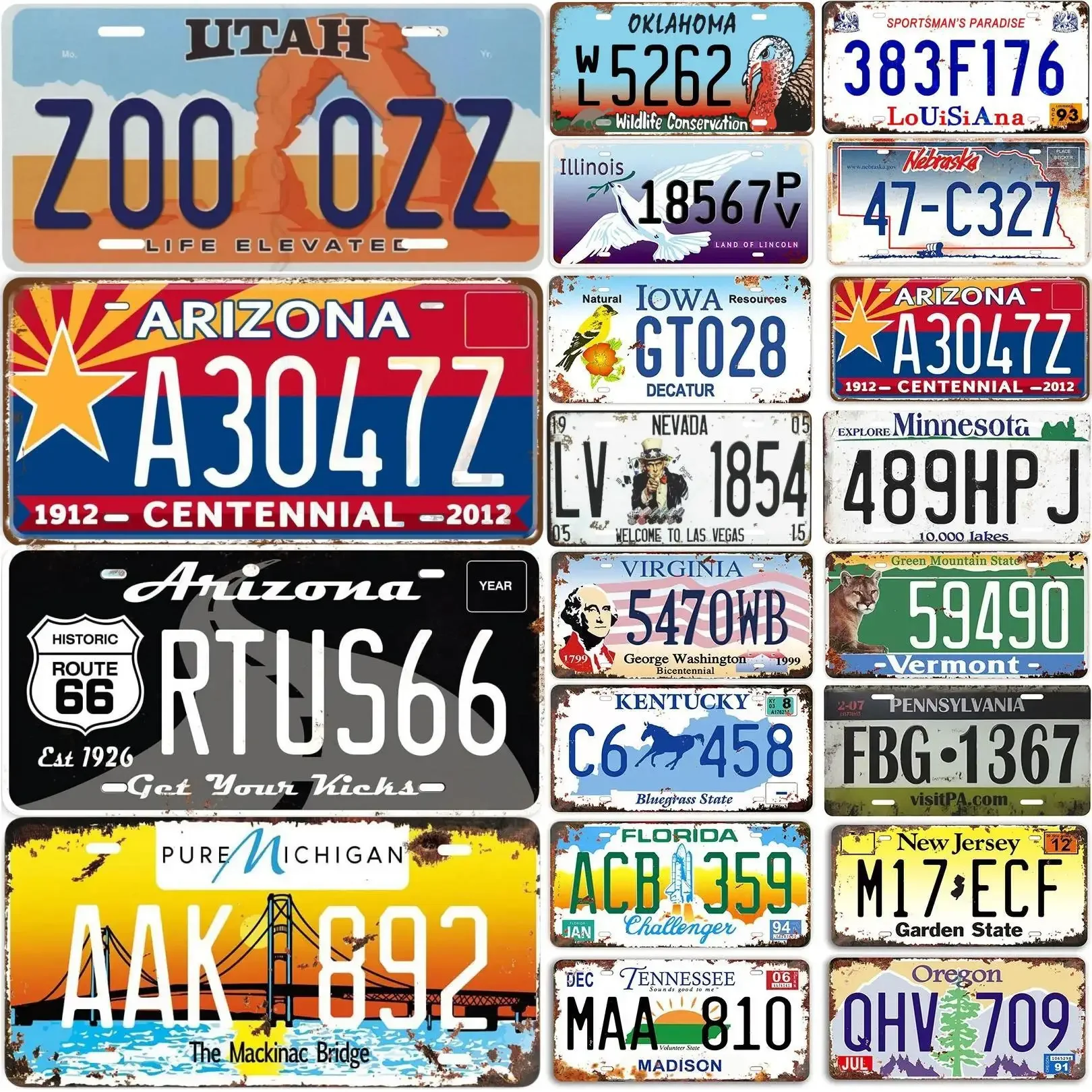 Vintage-USA-Car-Metal-License-Plate-Old-Car-Metal-License-Plate-Novelty ...