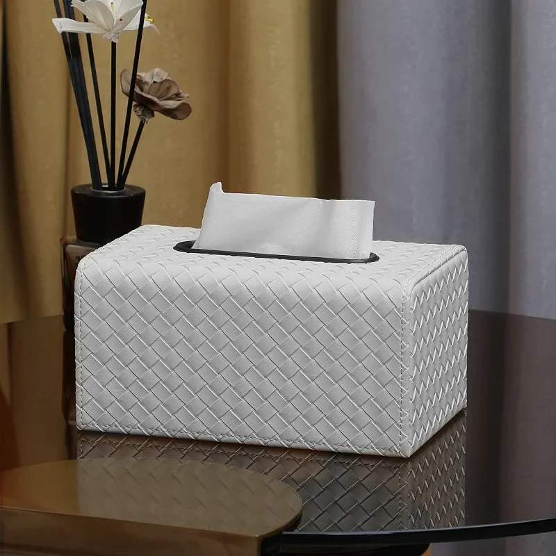 Woven Textured Paper Drawer Leather Tissue Box Rectangular Paper Box ...