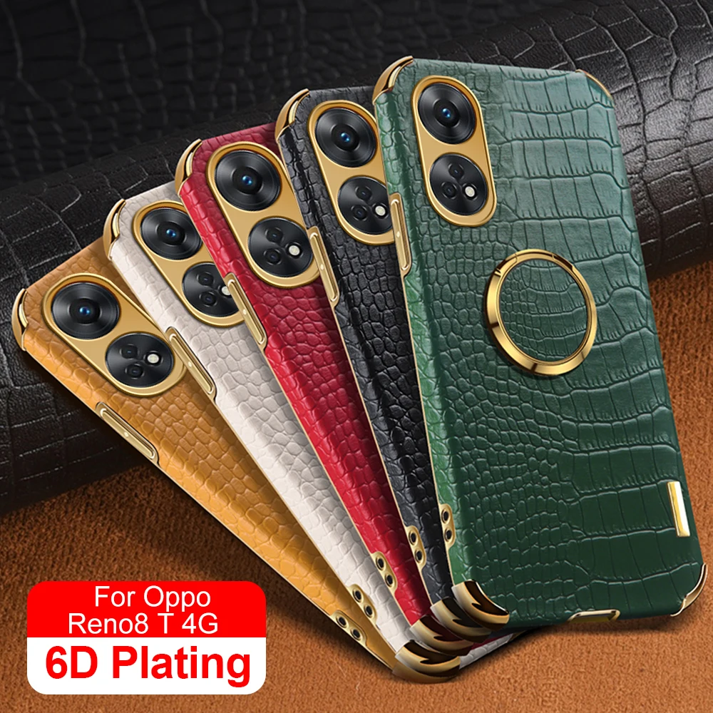 Luxury-Plating-Magnet-Holder-Ring-Leather-Case-For-Oppo-Reno8T-Reno8-T ...