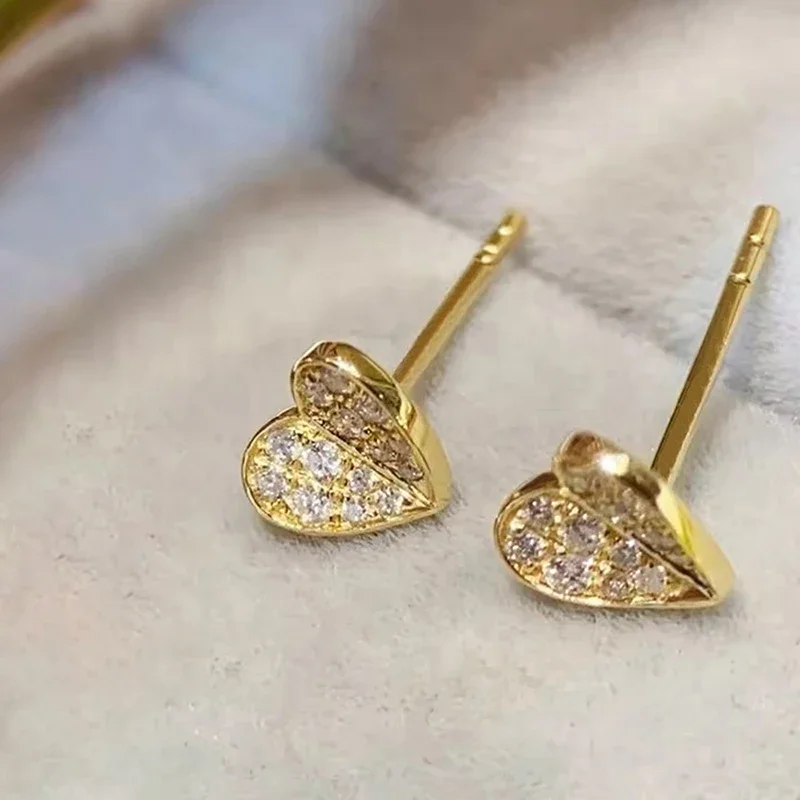 Huitan Chic Gold Color Heart Stud Earrings Lady Charming Accessories ...