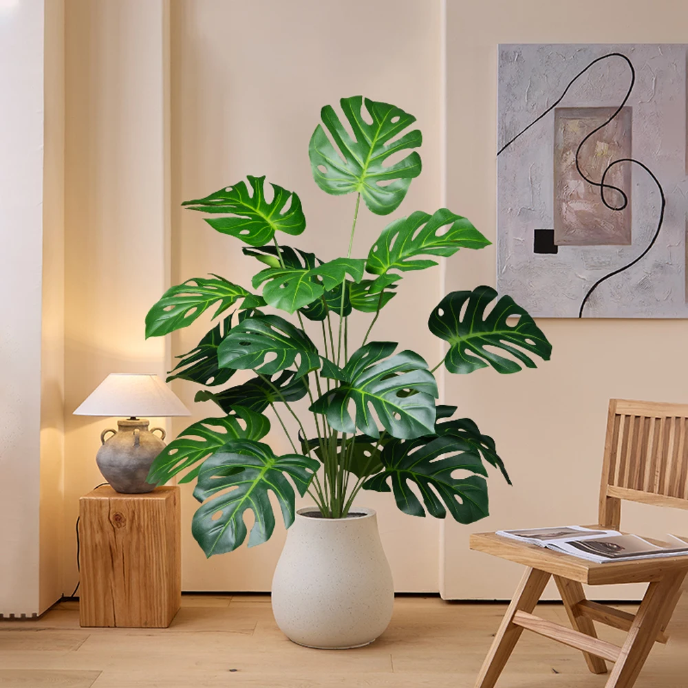 65cm-18Leaves-Artificial-Palm-Tree-Large-Fake-Monstera-Plants-Plastic ...
