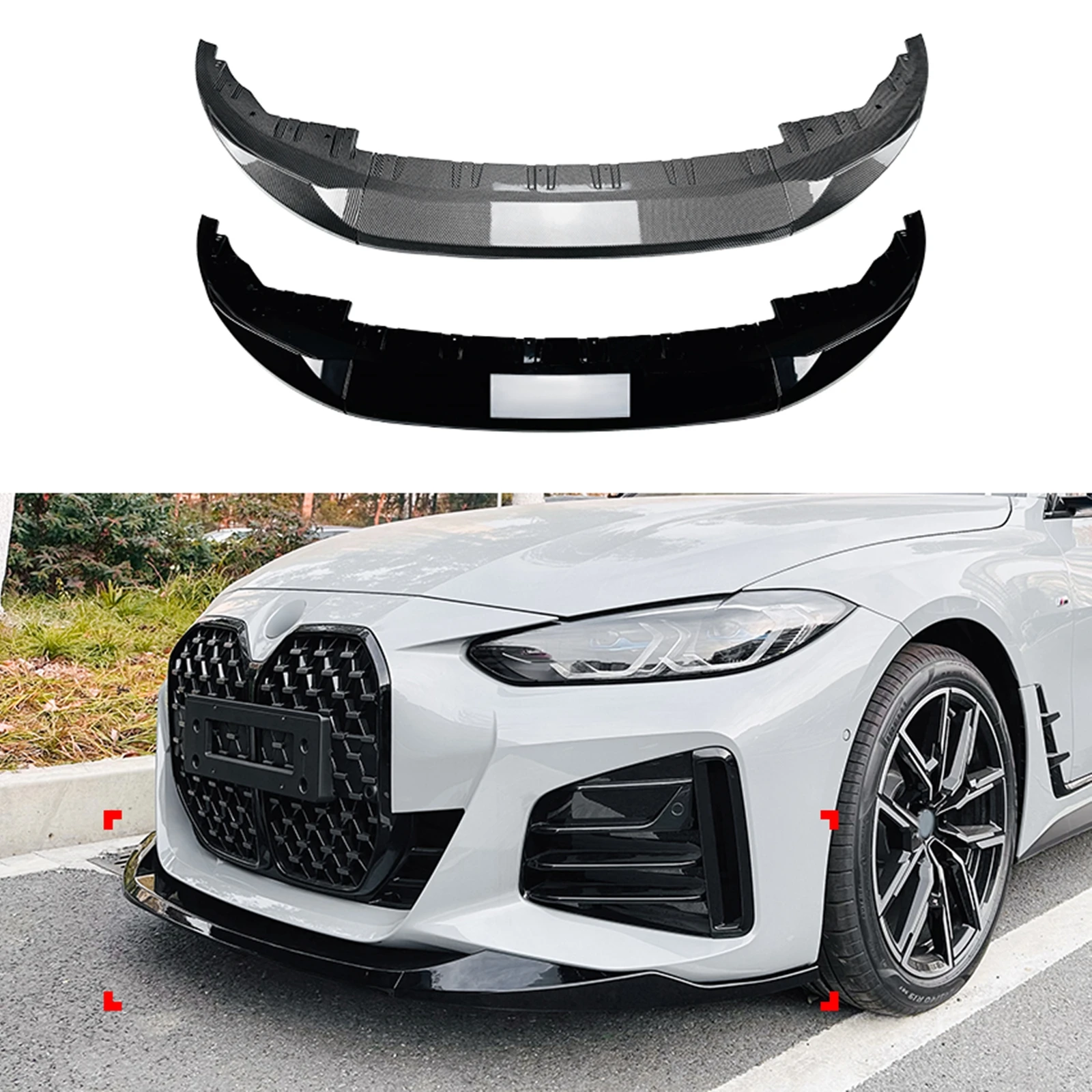 Front-Bumper-Spoiler-Blade-Lip-Splitter-For-BMW-4-Series-G26-M-Sport ...