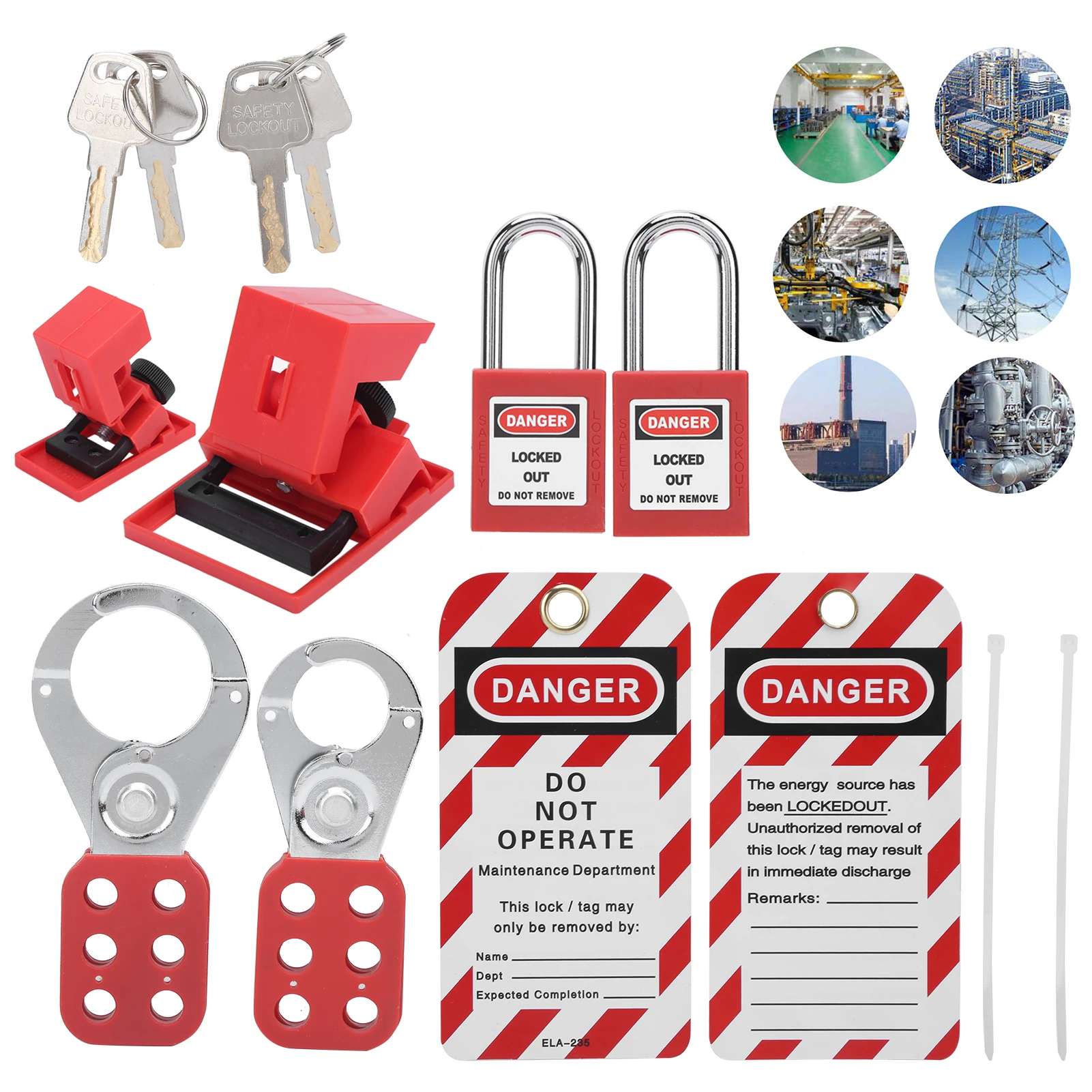 Lockout-Tagout-Kit-Multifunctional-with-Hasp-Warning-Tag-Safety-Red ...
