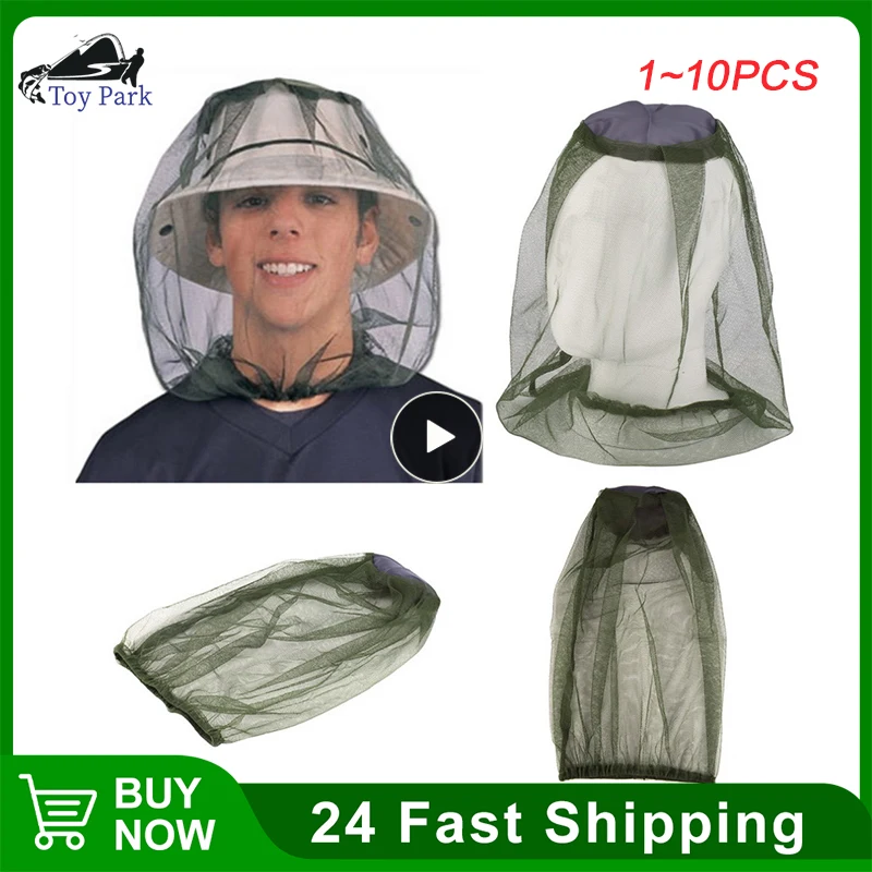 1-10PCS-Hike-Fishing-Mosquito-Net-Hat-For-Face-Mosquito-Insect-Head ...