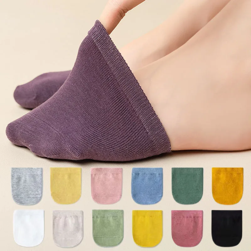 5-Pairs-Woman-Socks-Breathable-Cotton-Invisible-Foot-Toe-Half-Socks ...