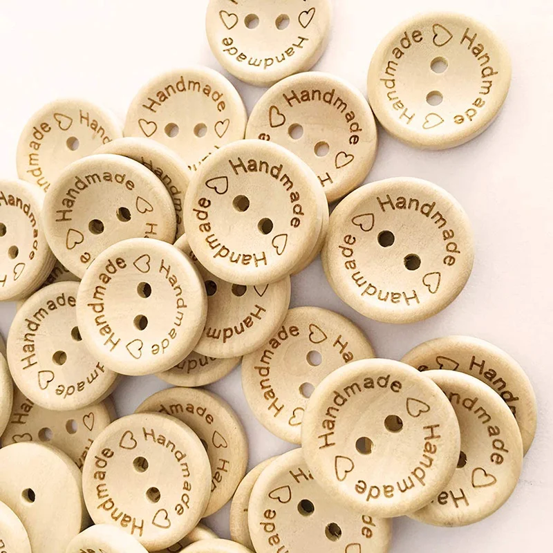30/50pcs Wooden Buttons Sewing Clothing Buttons Wooden Handmade Button ...