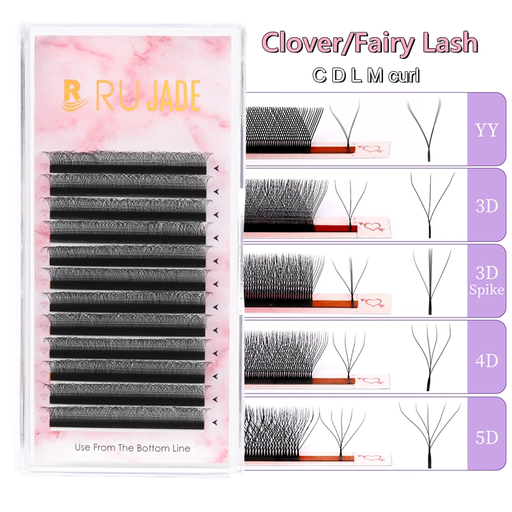 RUJADE W Shaped Spike Clover Eyelash Extension 3D Fairy Blooming 3D/4D ...