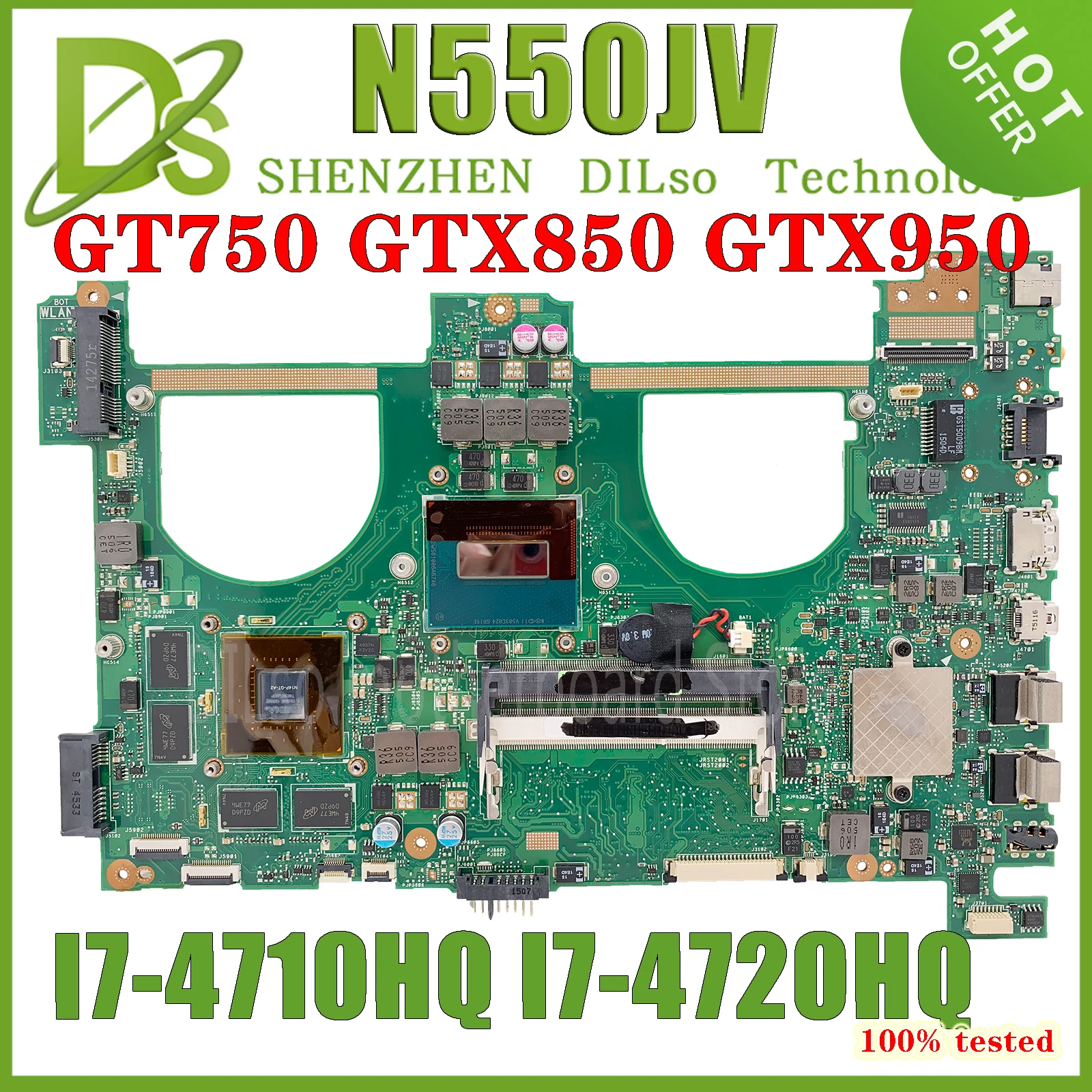 KEFU N550JK ASUS N550JK N550JV N550JX Laptop anakart i7-4700HQ/4710HQ CPU GTX850M Video bellek ...