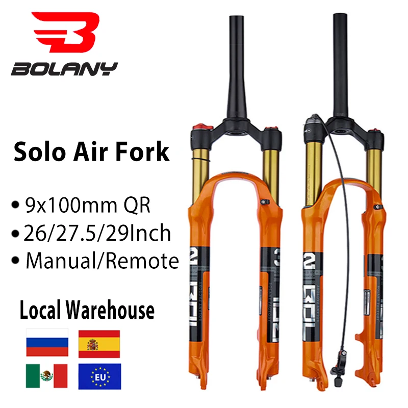 BOLANY Bike Fork Solo Air Orange MTB Bicycle Front Suspension Straight ...