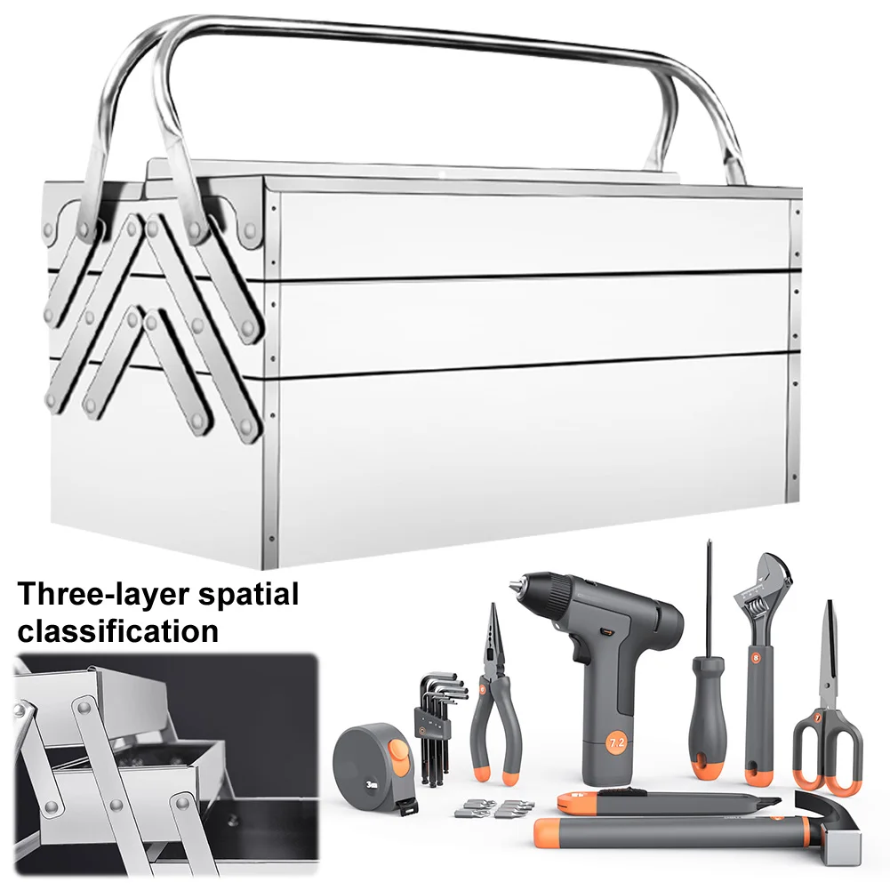 Stainless Steel Foldable Tool Box Metal Tool Box 3 Level & 5 ...