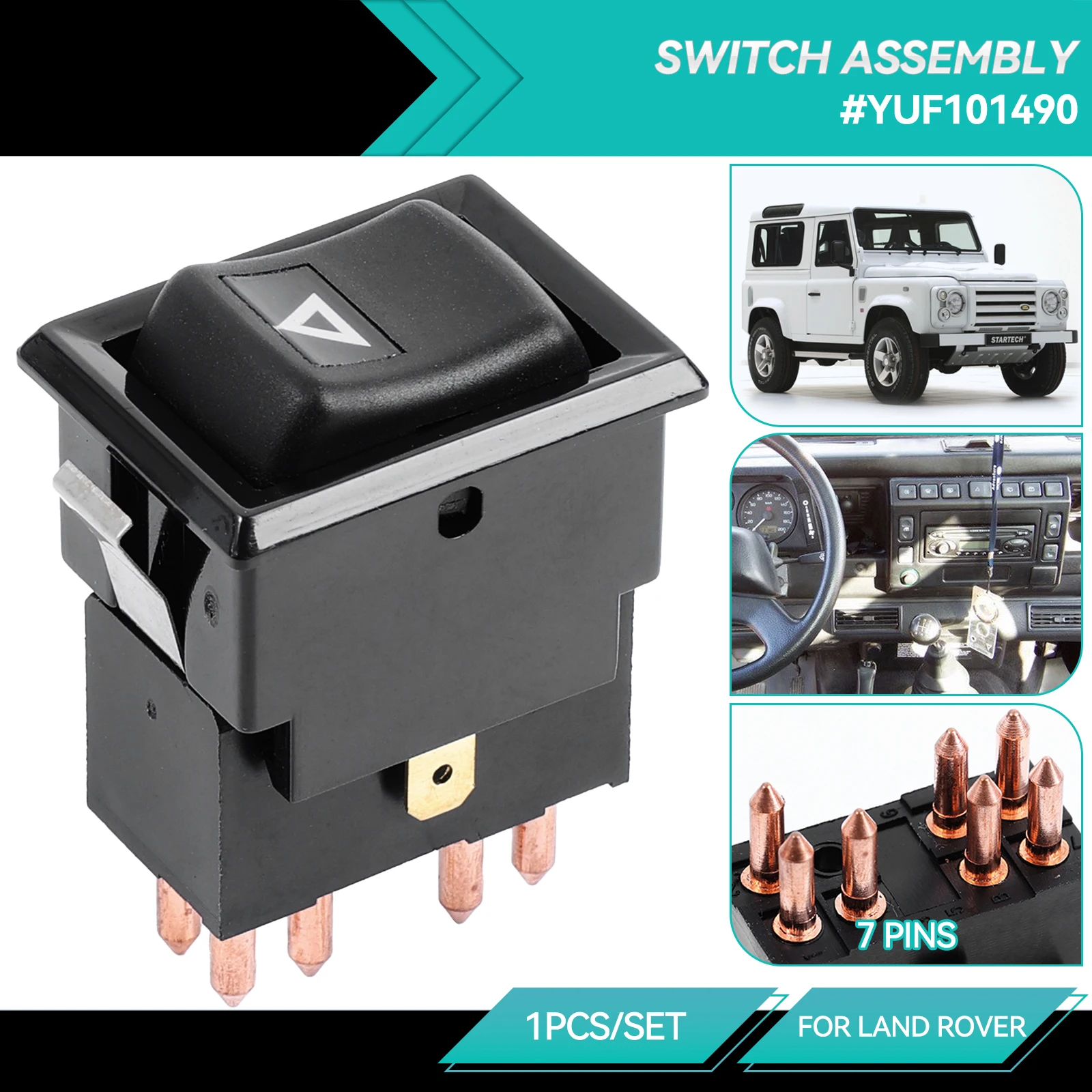 Auto-Dash-Panel-Hazard-Light-Rocker-Switch-for-Land-Rover-Defender-90 ...