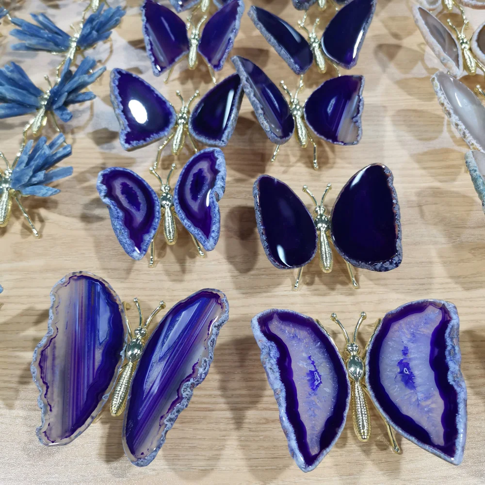 Natural-Crystal-stone-colorful-Agate-Slice-Butterfly-aquamarine ...