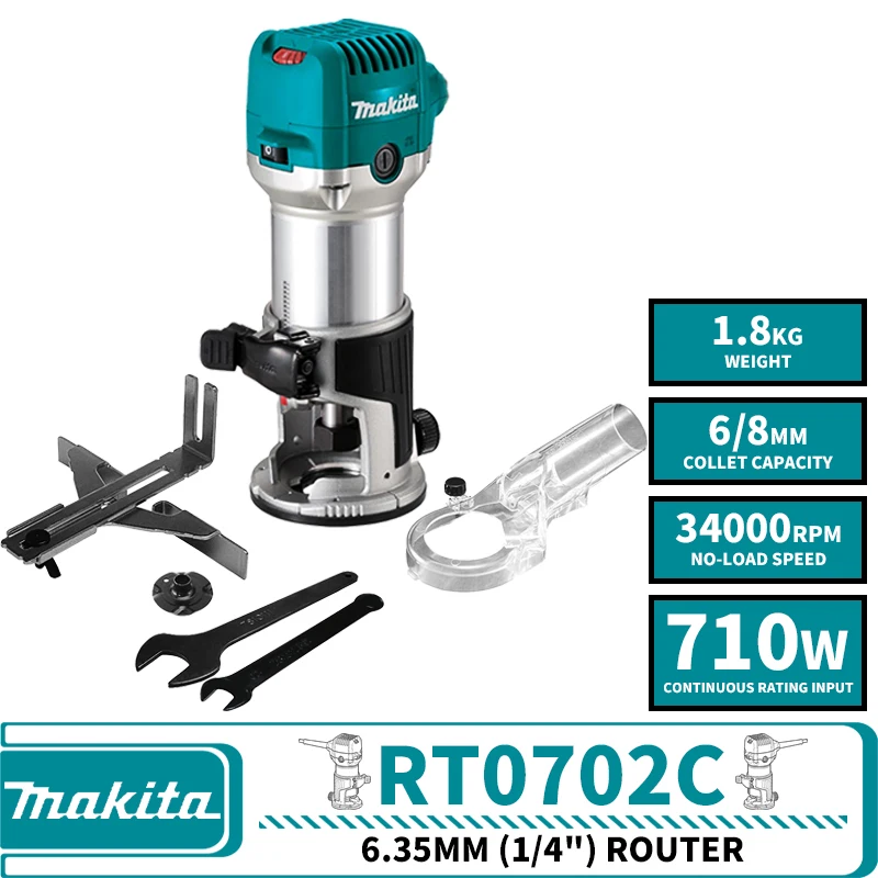 Makita Ac Rt0702C 6,35 Mm (1/4 “) Router 34000Rpm – FIXO.hu