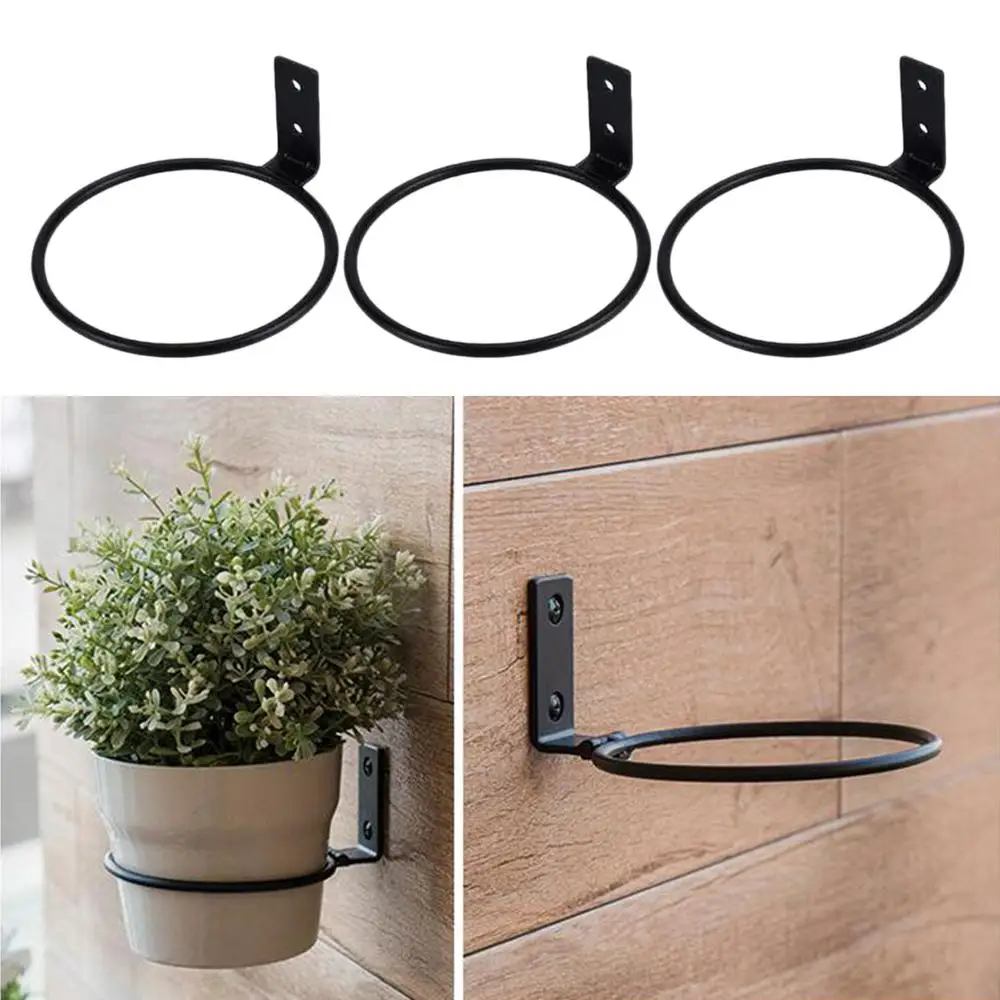 Metal-Flower-Pot-Holder-Ring-Railing-Wall-Mounting-Planter-Pot-Stand ...