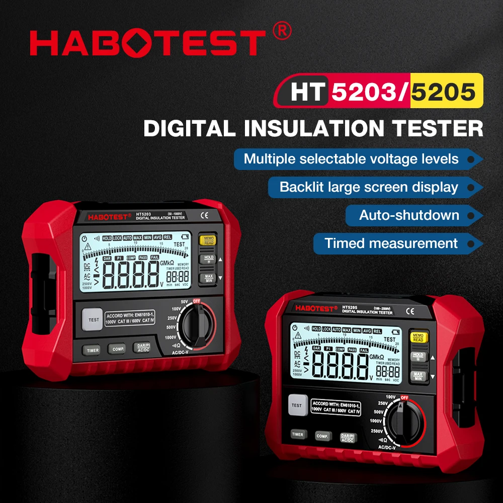 HABOTEST-HT5203-HT5205-1000V-Insulation-Resistance-Tester-Earth-Ground ...