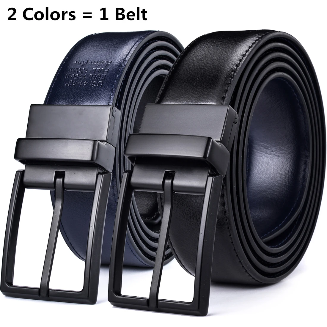 Two Reversible Leather Belts | Men's Classic Leather Belt | Reversible ...