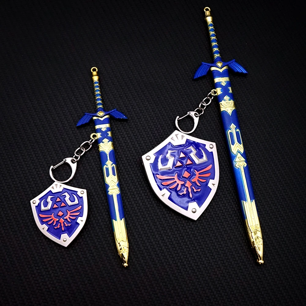 Tears-of-The-Kingdom-Keychain-15-22cm-Link-Master-Sword-with-Shield-Key ...