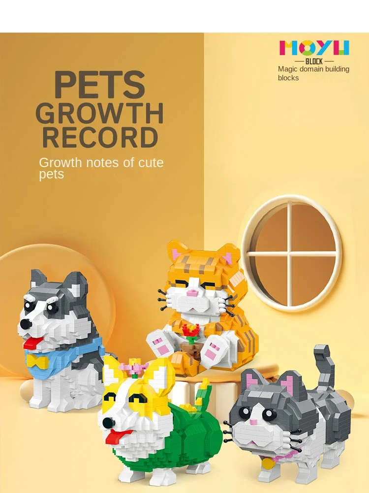 Micro-Size-Building-Blocks-Animals-Small-Bricks-Model-Dog-Kitty-Cat-Pet ...