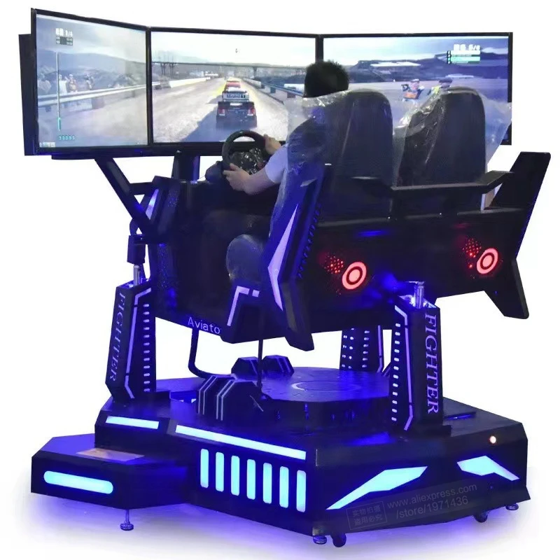 Cheap-Racing-Chair-Car-Driving-Simulator-Amusement-Park-Rides-3-Screens ...