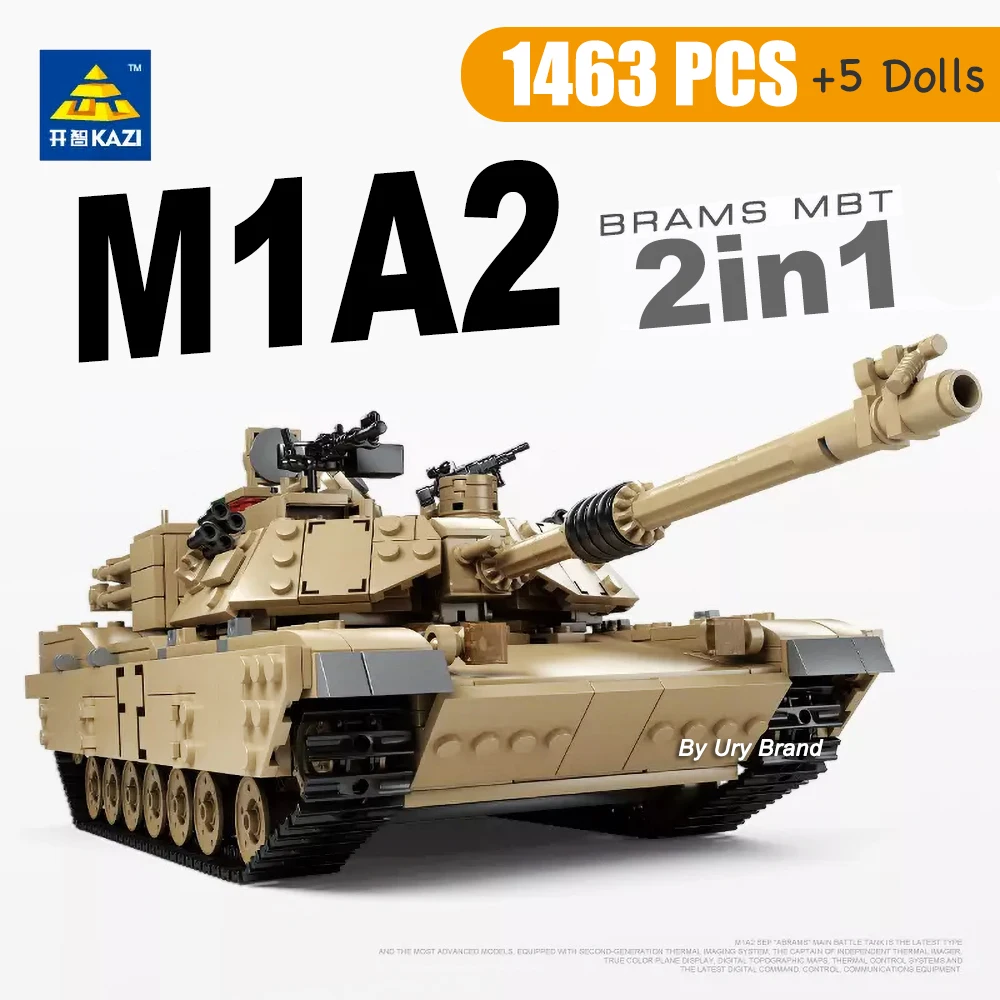 2in1 Ww2 Military M1a2 Abrams Mbt Tank Model Army Cannon Chariot Set ...