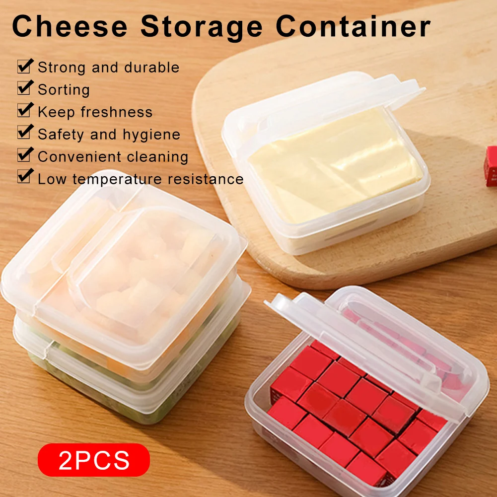 2pcs-Butter-Cheese-Storage-Box-Portable-Refrigerator-Fruit-Vegetable ...
