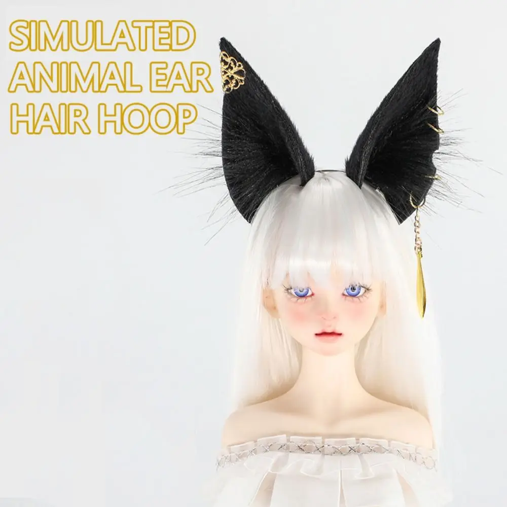 Kawaii Simulated Animal Ear Hair Hoop Hairband Black White 1/4 Doll ...