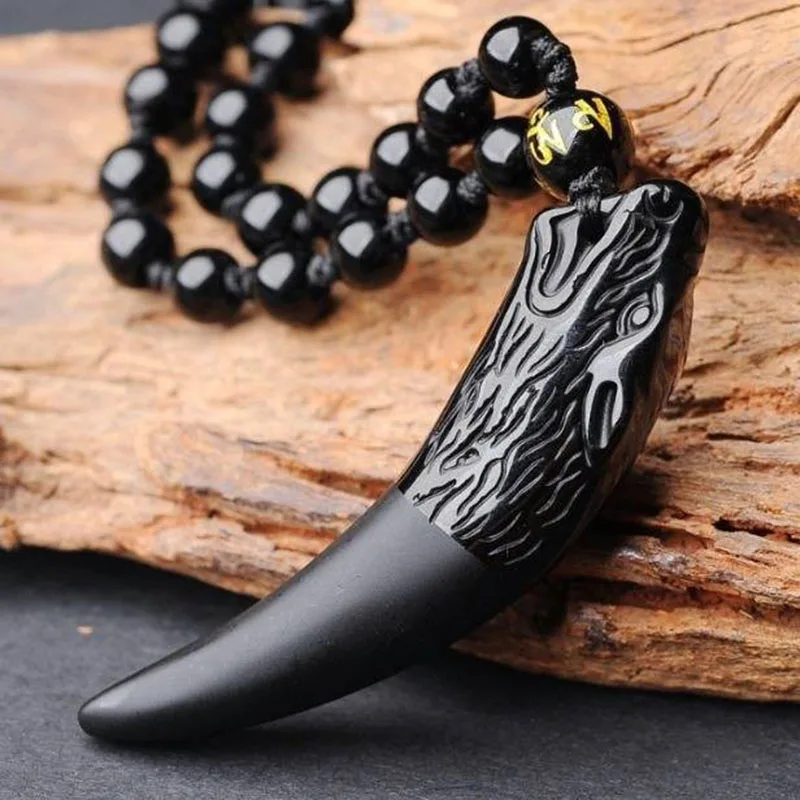 Obsidian-Wolf-Fang-Pendant-Rope-Chain-Black-Obsidian-Crystal-Dragon ...