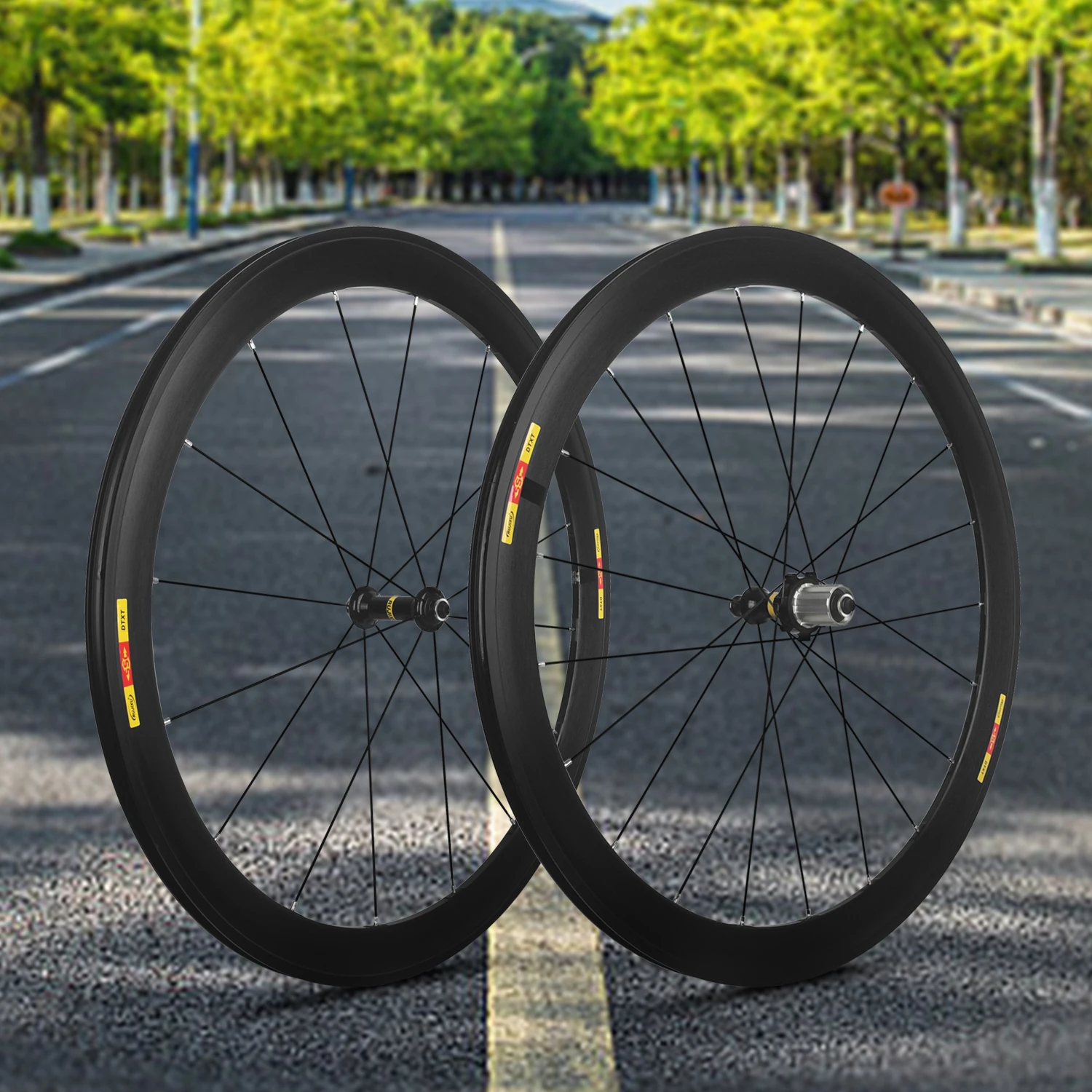 RUJIXU 700C 50mm Ultra light bike road wheels redhub16/ 21H V Brake ...