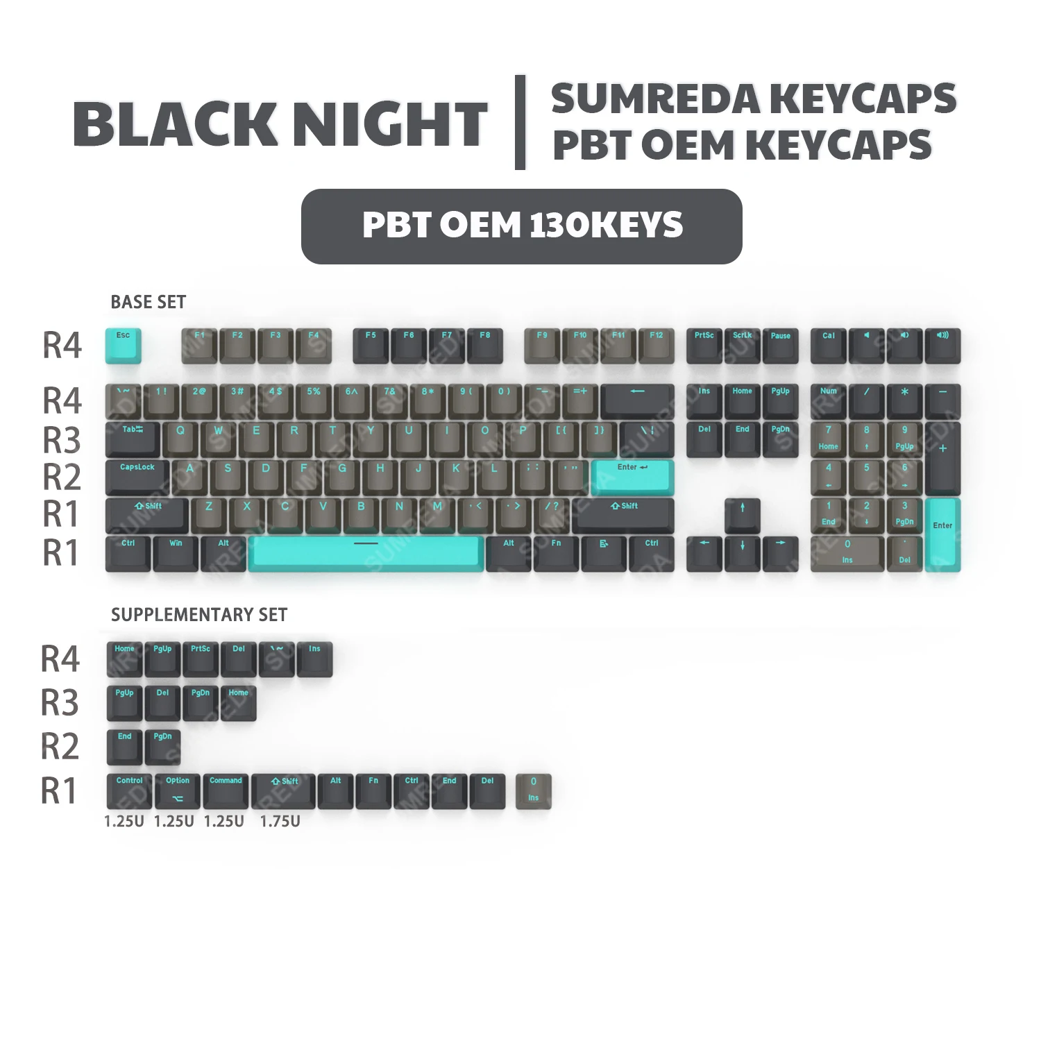 Wob-Rainy75-Keycaps-130-Keys-PBT-DYE-SUB-Keycaps-OEM-Profile-Keycaps ...