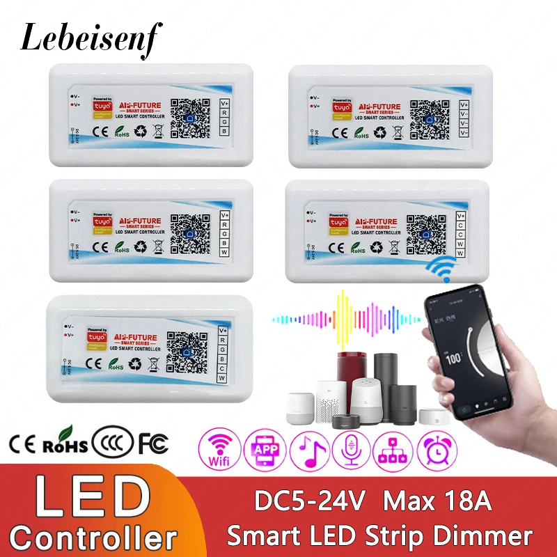 Controlador Tuya Smart Strip, WiFi, RGB, CCT, CW, WW, DIM, Cor única ...