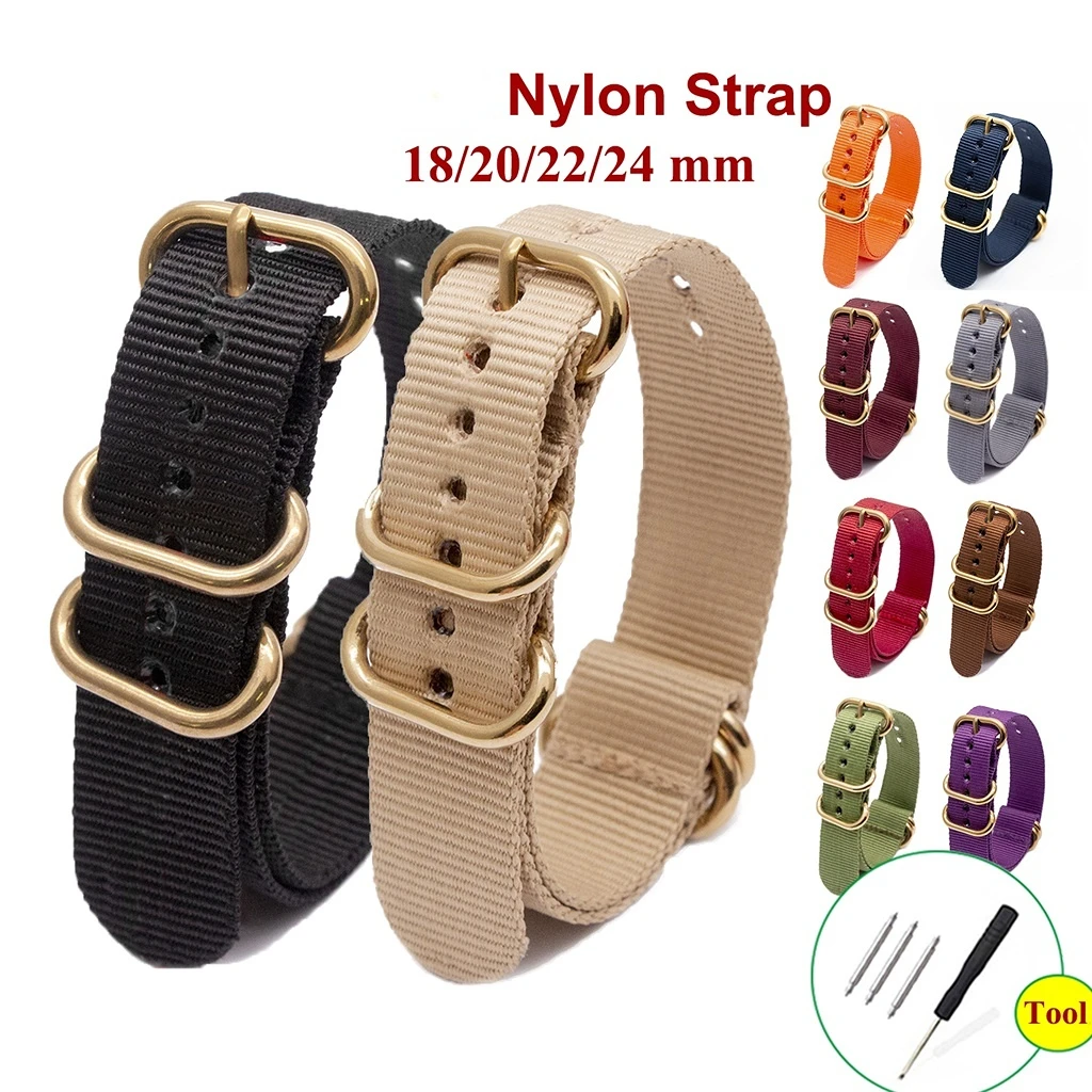 Nylon Strap Canvas Watch Band Strap 18mm 20mm 22mm 24mm Woven Nylon ...