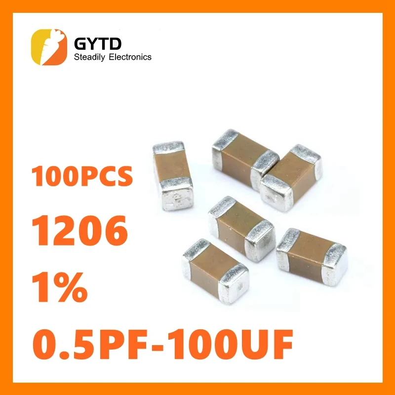 100pcs 1206 50V SMD Thick Film Chip Multilayer Ceramic Capacitor 0.5pF ...