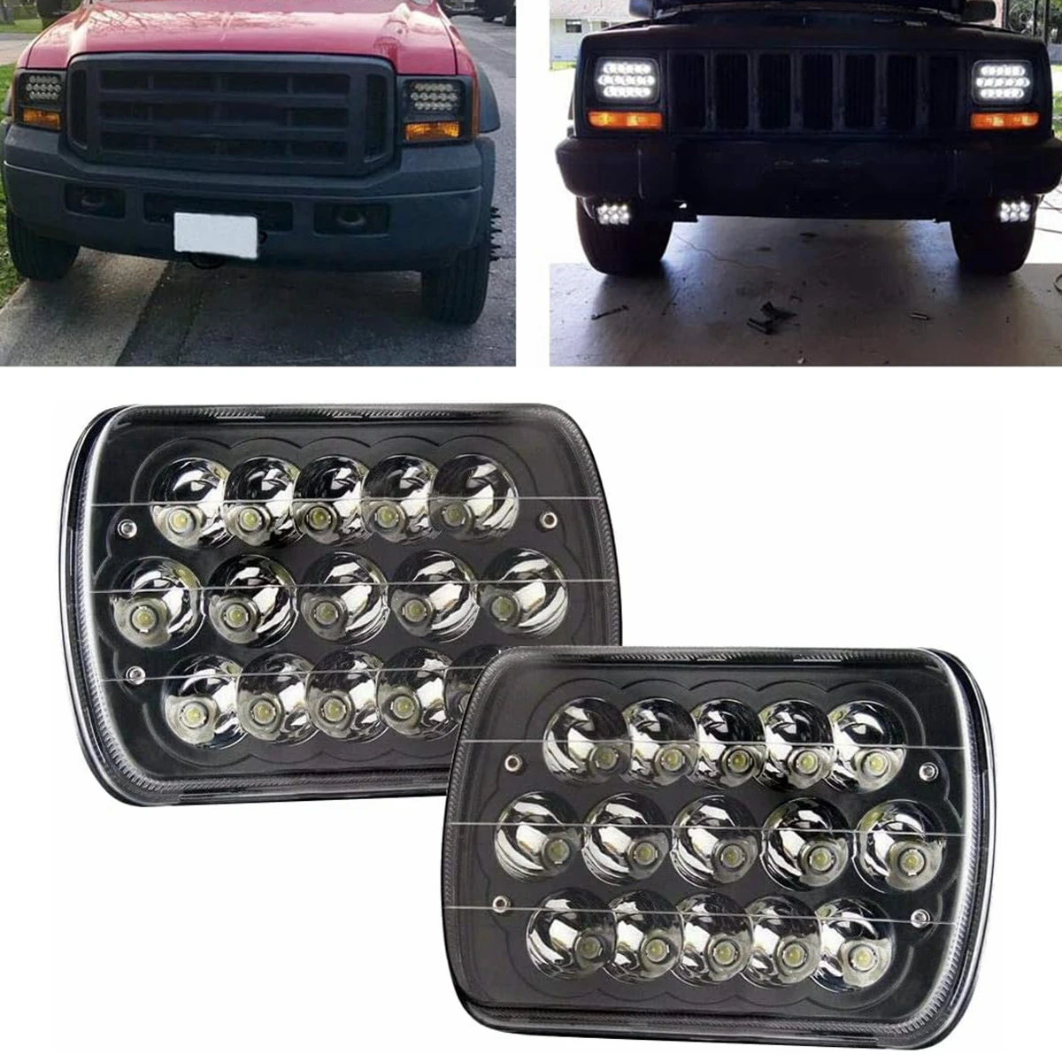Rectangle-H6054-LED-Headlights-5x7-7x6-Inch-Headlamp-H4-6054-H5054-For ...