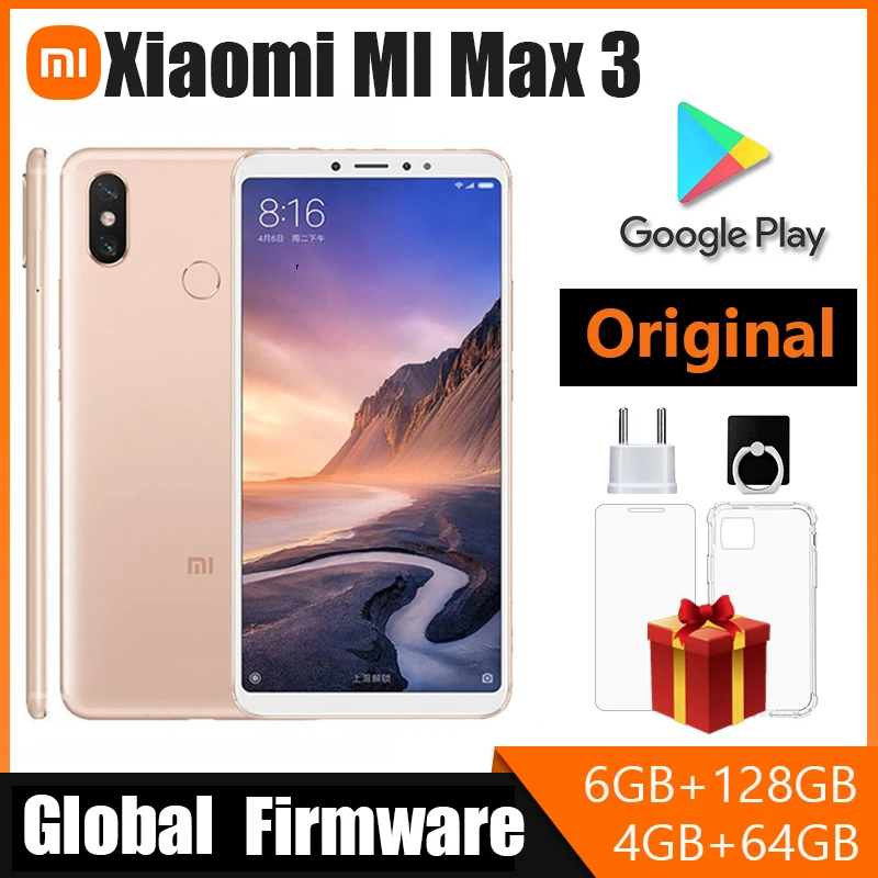 Xiaomi mi max 3 celular, smartphone 6.9 polegada 6g ram 128 rom impressão digital android ...
