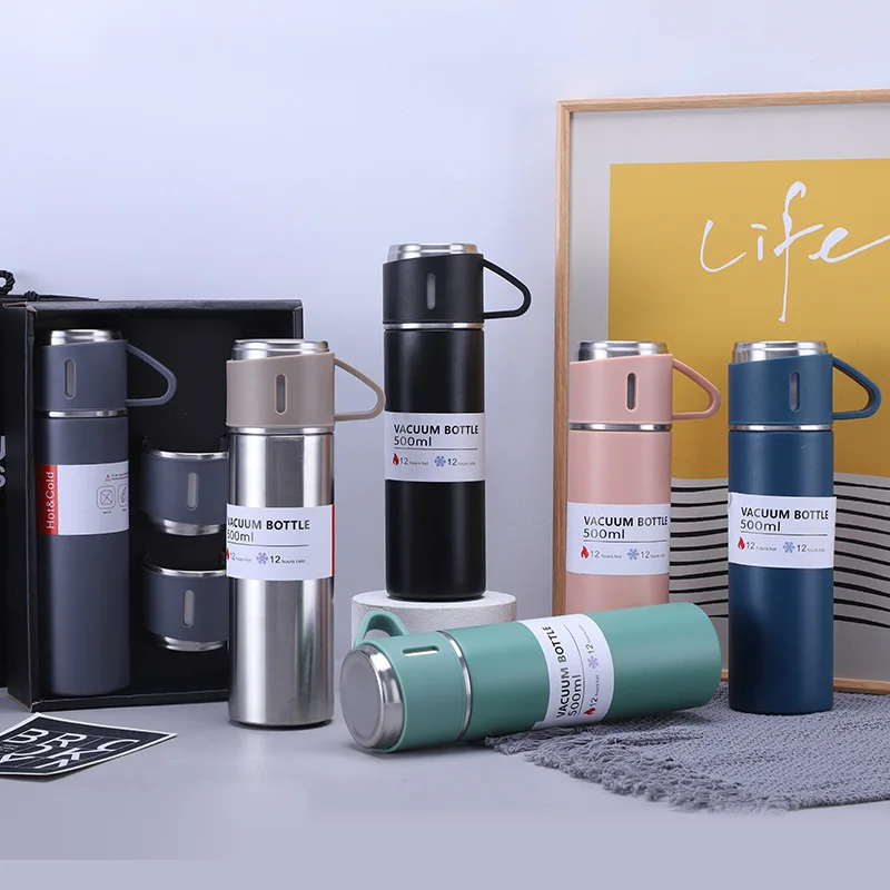 Double-Layer-Vacuum-Portable-Water-Cup-One-Cup-with-Three-Lids-New ...